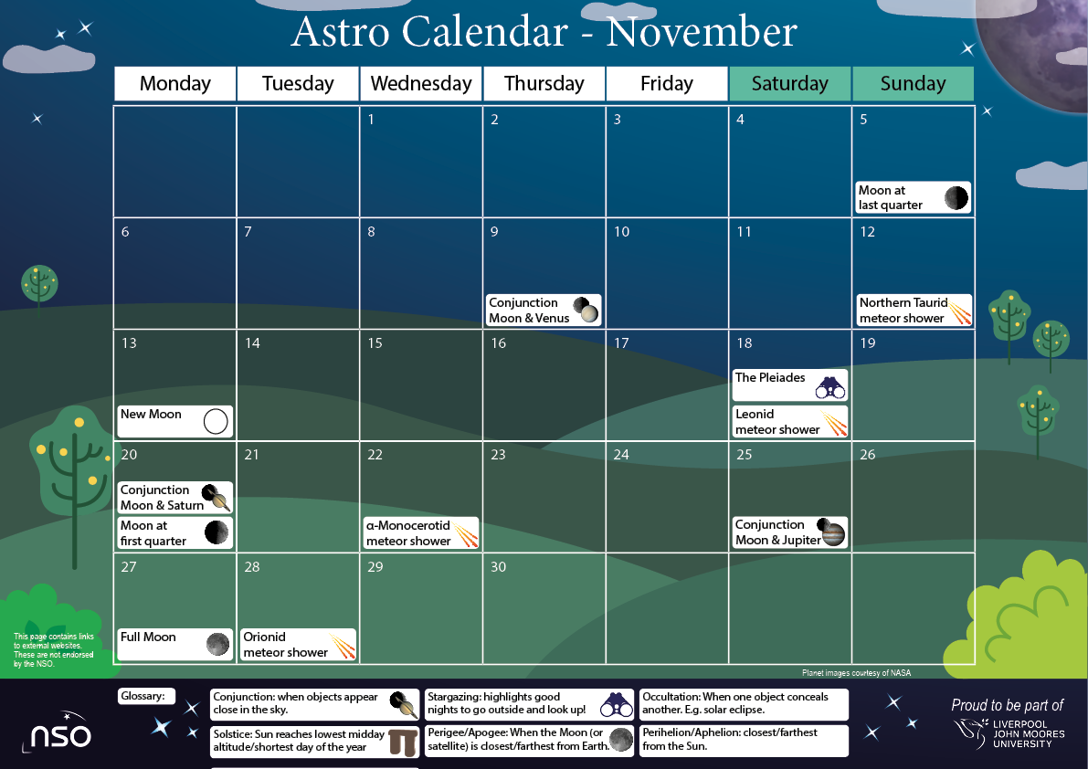 Stargazing Calendars | The Schools' Observatory